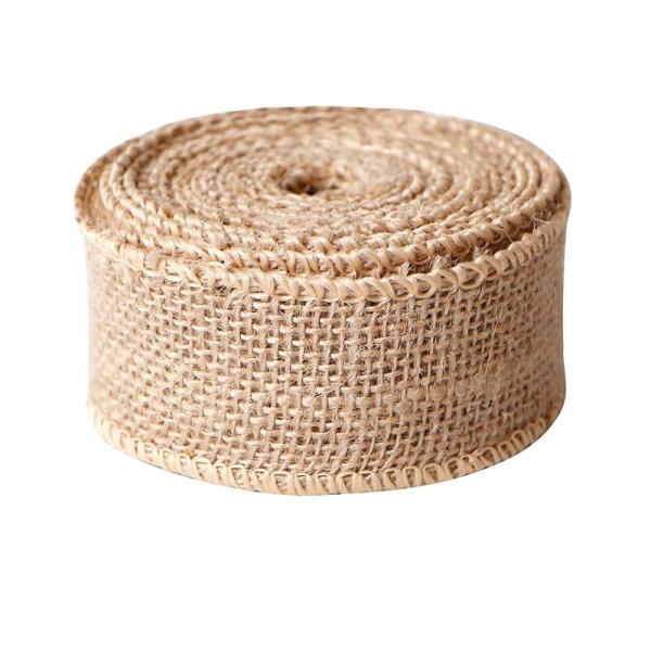 Quality Christmas Occasion Burlap Fabric Wired Ribbon 100% Natural Jute Crafts Ribbon 25mm for sale