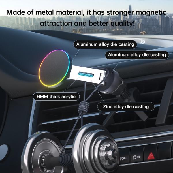 Quality 9 Color Car Wireless Charger Magsafe Lighting Animation Adjustable Angle for sale
