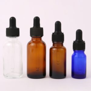 Quality 60ml 80ml Glass CBD Oil Dropper Bottle With Black NBR Rubber for sale