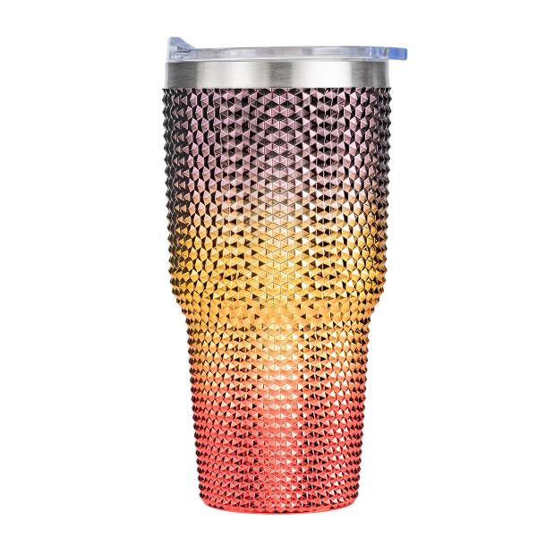 Quality 750ml Food Grade Custom Sparkly Water Bottle Iridescent Inlaid Diamond Glitter Custom Studded Tumbler With Straw Easy To Hold And Clean 9.7*23.2cm for sale