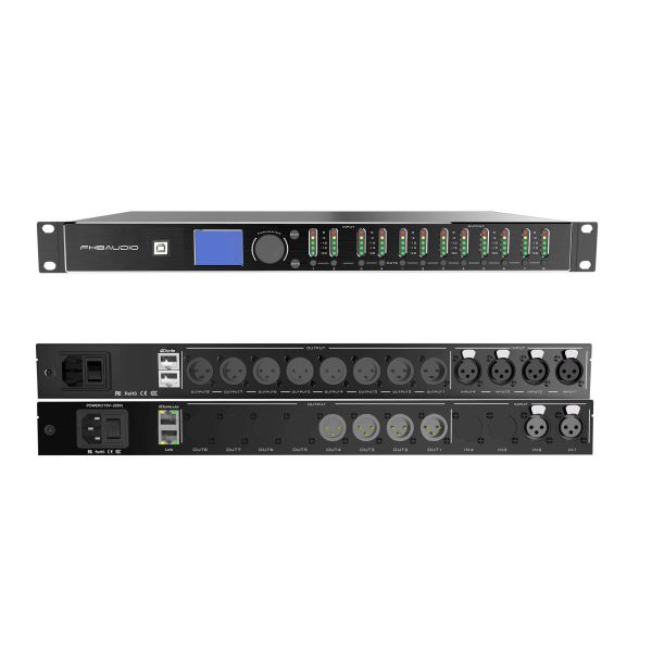 Quality USB And Network Control Dante DSP Processor 4 In 8 Out AGC Loudspeaker System for sale