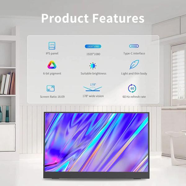 Quality Laptop Portable External Monitor 15.6" 1080P USB C For MacBook Phone PS4 Switch for sale