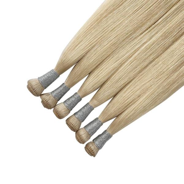 Quality Hand Tied Weft 12A Double Drawn Human Hair Handtied Weft Extension Thick End Russian for sale