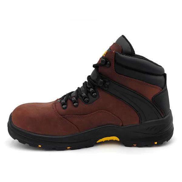 Quality Brown Crazy Horse Leather Shoes Industrial Protective Safety Boots S3 for sale
