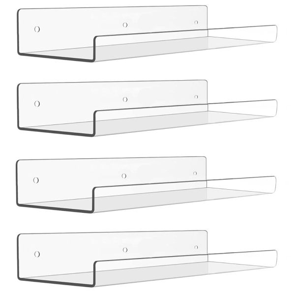 Quality Wall Mounted 30cm Acrylic Shelf Bracket U Shaped Acrylic Book Holder Handmade for sale