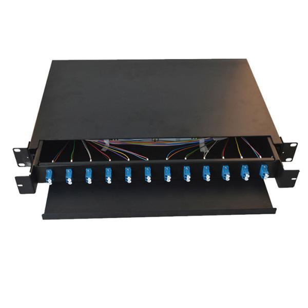 Quality Black / White 12 Port LC Fiber Patch Panel Rack Mounted Type 24 Cores for sale