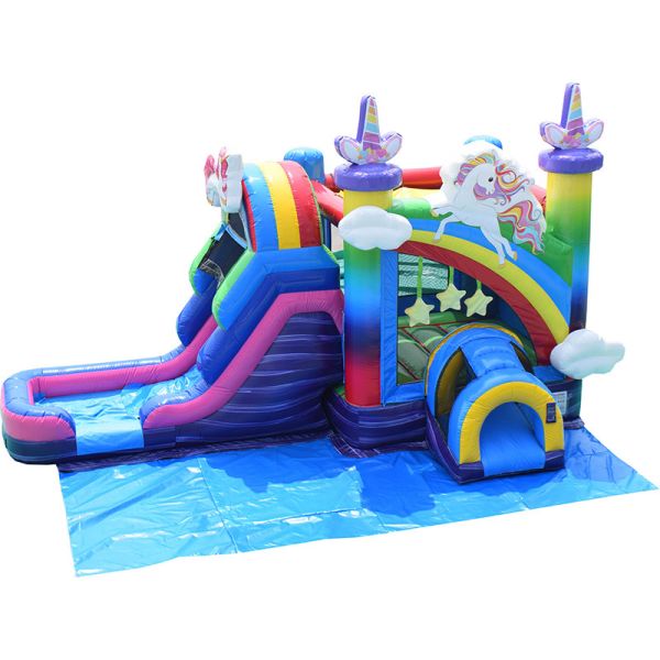 Quality Kids Inflatable Toys Rainbow Unicorn Trampoline Castle Inflatable Bounce House for sale