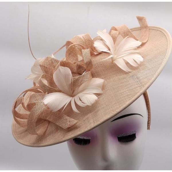 Quality Stylish Sinamay Base and Feather Church Hat for Four Seasons in Dobby Style for sale