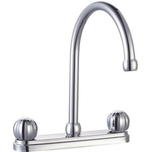 Quality Polished Chrome Centerset Kitchen Faucet 2 Handle Drip Free for sale