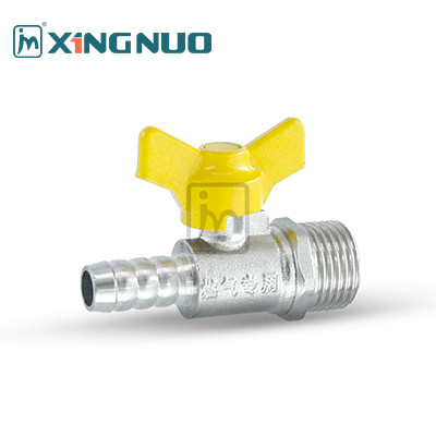 Quality butterfly handle single nozzle external thread for kitchen Nickel Plated Brass Ball Valve for Gas Pipeline for sale