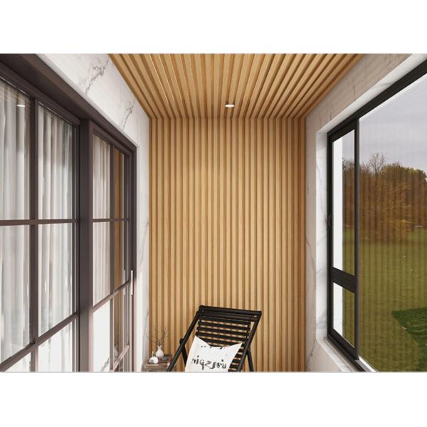 Quality Indoor Fluted Wall Panel with Slat Interiored Nano PVC Wood Effect Mall Damask for sale