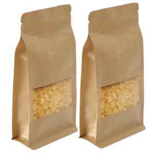 Quality Custom Flat Bottom Stand up Zipper Brown Kraft Paper Resealable Nuts Food for sale