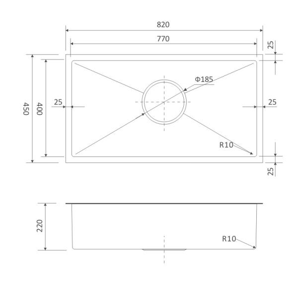 Quality 32 Undermount Stainless Steel Sink , 82x45 Brushed Stainless Steel Undermount for sale