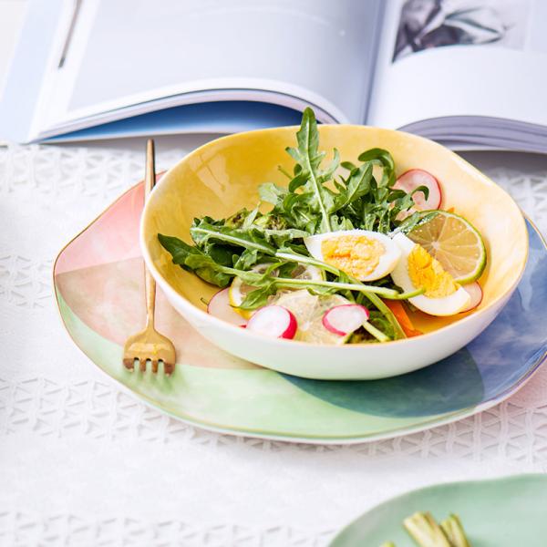 Quality 26cm Irregular Edge Dishwasher Safe Ceramic Soup Platter Plates for sale