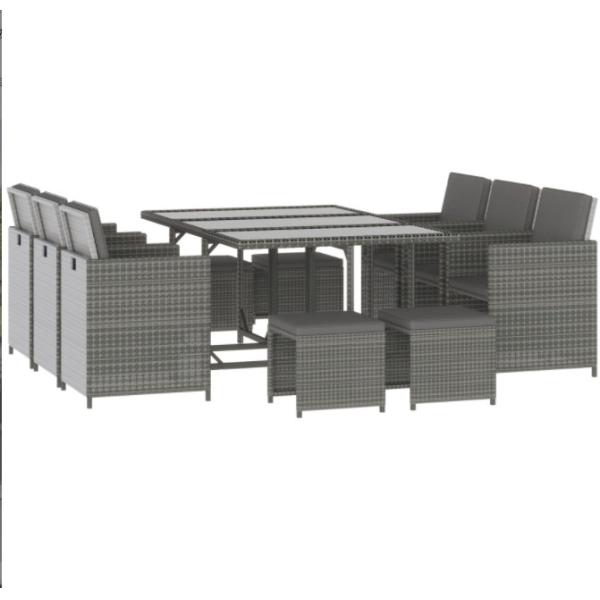 Quality Rattan Wicker Dining Table Furniture Set Metal Lounge Lounger Ottoman Footrest Sofa 11pcs for sale