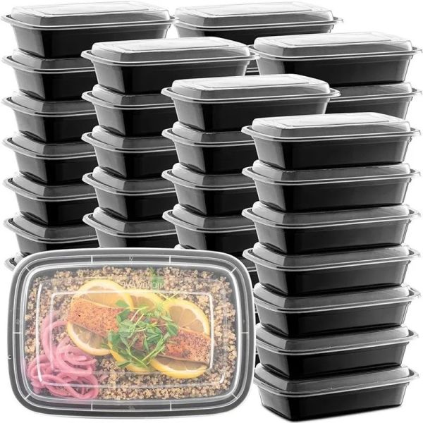 Quality 15 Pack Disposable Meal Prep Containers with Lids Stackable Plastic Bento Lunch Box for sale