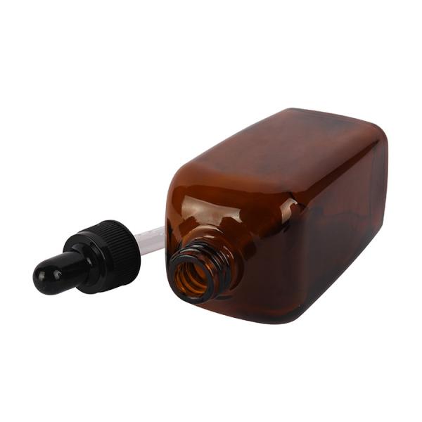 Quality Thick Square Amber Glass Dropper Bottle 5ml 10ml 15ml 20ml 30ml 50ml 100ml for sale
