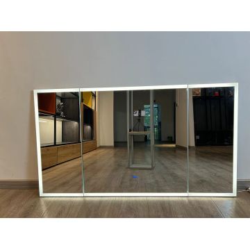 Quality Smart Mirror Cabinet Door with Refrigerator All Aluminum LED Lights Touch Open for sale