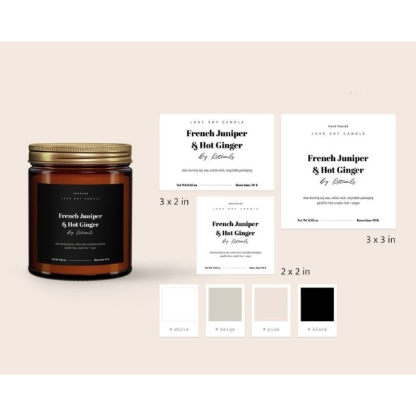 Quality Custom Printed Design Bottle Label Sticker Self-adhesive Gold Foil Logo Glass Candle Jar Label Sticker Custom Design for sale