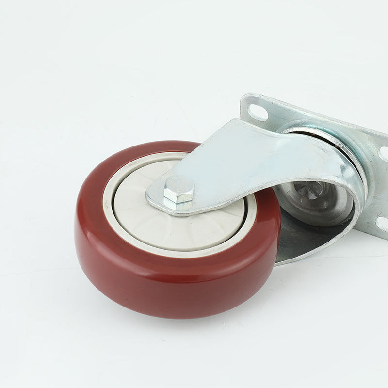 Furniture Shopping Trolley Wheels Single Bearing Red Plastic Caster