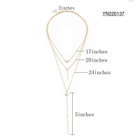 Quality 40cm Luxury Stainless Steel Layered Necklace 3 Layer Gold Necklace For Wedding for sale