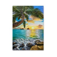 Quality Canvas Handmade Palm Trees Seascape Oil Paintings For Home Decoration for sale