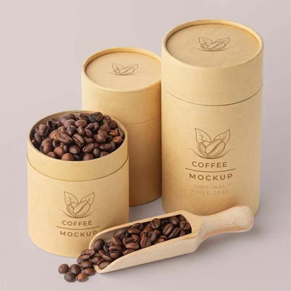 Quality Custom Logo Cylinder Food Packaging , Kraft Paper Tube Packaging For Coffee Bean for sale