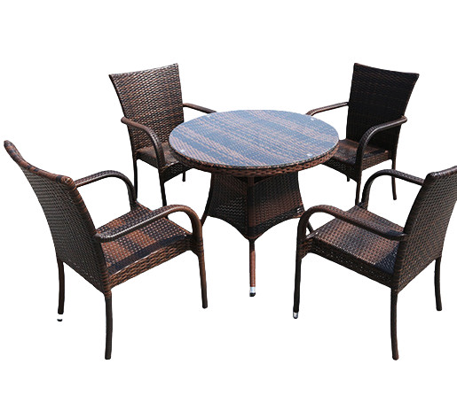 Quality 4 Seater Rattan Round Dining Table And Chair Set Outdoor Furniture Rattan Dining Table Set for sale