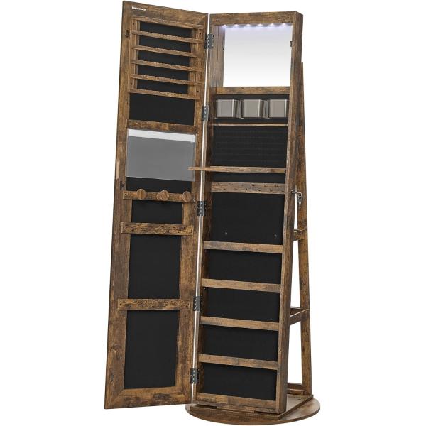 Quality Lockable Full Length Mirror Cabinet Adjustable Lights LED Mirror Jewelry Cabinet for sale