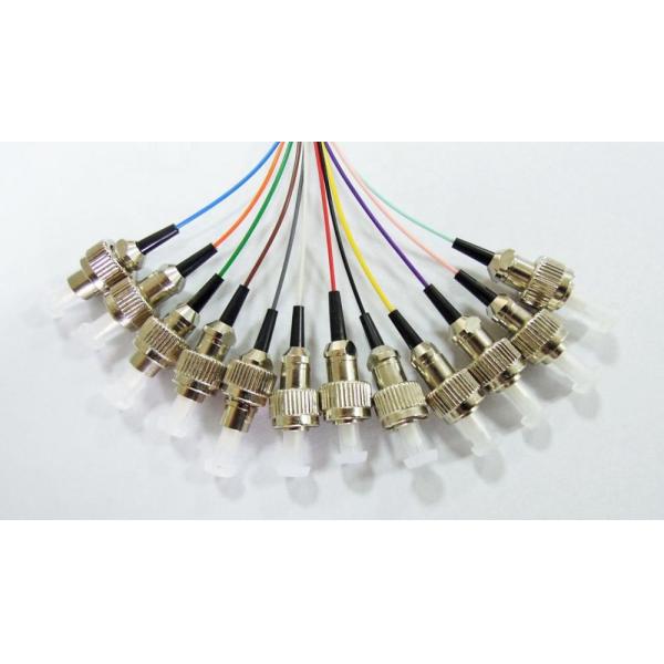 Quality 0.9mm Tight Buffer Fiber Optic Pigtail ST UPC Connector 12 Colors 12 Fibers for sale