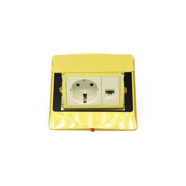 Quality Splash Proof Floor Mounted Power Outlet Golden Color With Internet Data CAT5 for sale