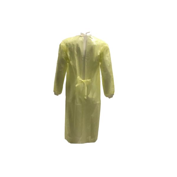 Quality PE+PP 50GSM Yellow Breathable Anti Static Disposable Medical Clothing With Rib for sale