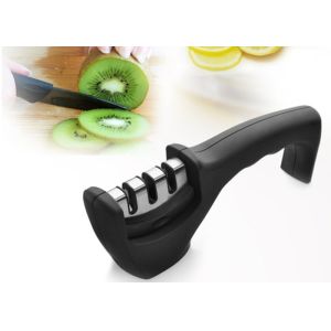 Quality 3 Stage Kitchen Knife Sharpener System for Knife Black Color 205*50*70MM for sale