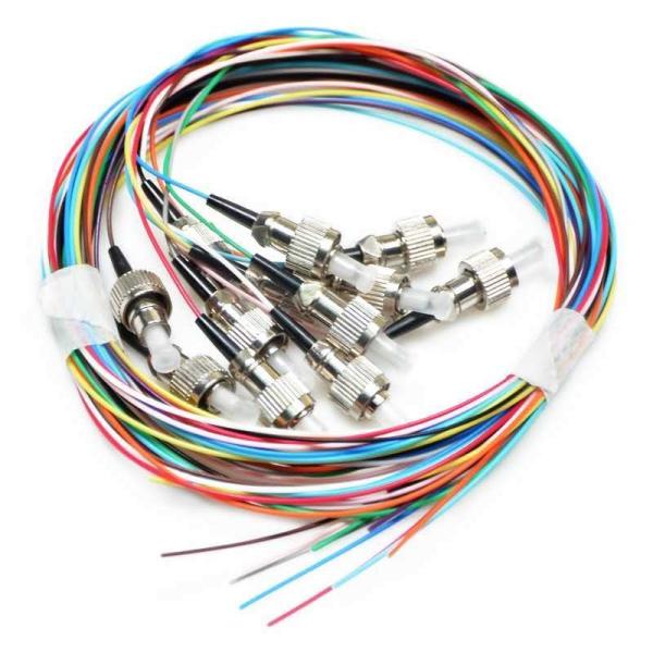 Quality PVC LSZH Outer Fiber Optic Pigtail 12 Cord Fibers Unjacketed Color Coded Optical for sale
