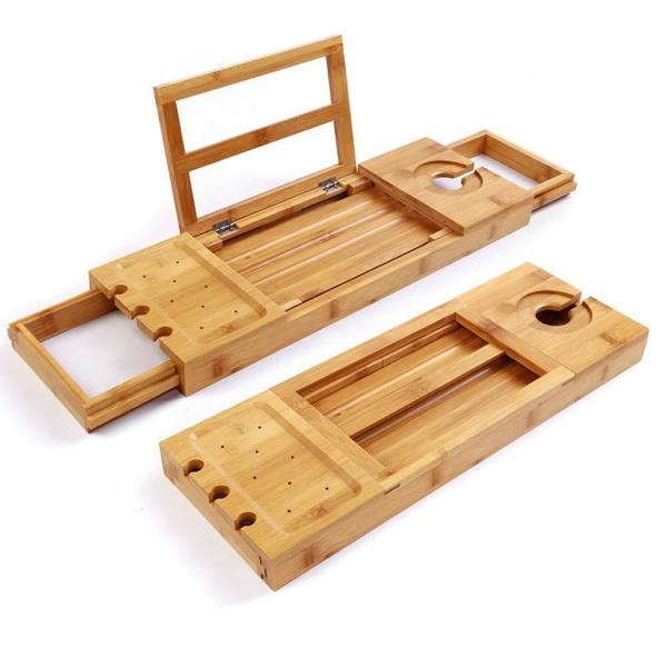 Quality Extra Large Expandable Bathtub Tray Laptop Ipad Holder 2 In 1 100% Bamboo for sale