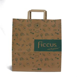 Quality Takeaway Food Brown Flat Handle Paper Bags Garment Kraft Paper Packaging Bag for sale