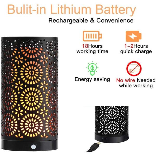 Quality Outdoor 2Pcs 72mm×H140mm Led Flickering Flame Lantern USB Rechargeable for sale