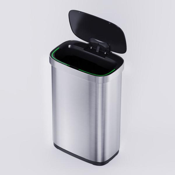 Quality Big Volume Steel Automatic Sensor Trash Bin Open Top Touchless Trash Can for sale
