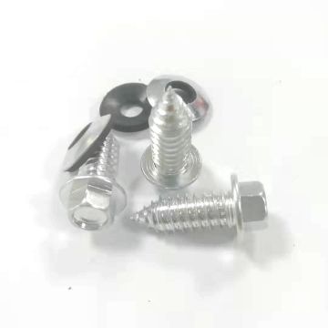 Self-tapping screws with outer hexagonal flange and compound rubber gasket for carbon steel structure building