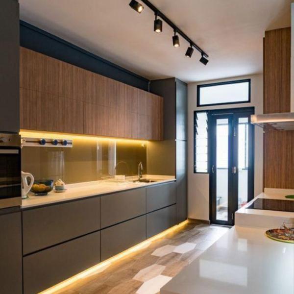 Quality Modular Kitchen Cabinets Customized with Matte Finish and Quartz Stone for sale