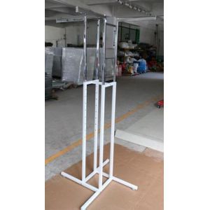 Quality White Base 4 Way Display Rack Adjustable Height Arms Chromed Freestanding for sale