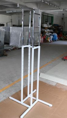 Quality White Base 4 Way Display Rack Adjustable Height Arms Chromed Freestanding for sale