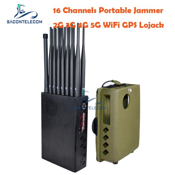 Quality 16W Output Power 12000mAh Battery 20m Range Signal Jammer Mobile Phone Blocker GPS Jammer for sale