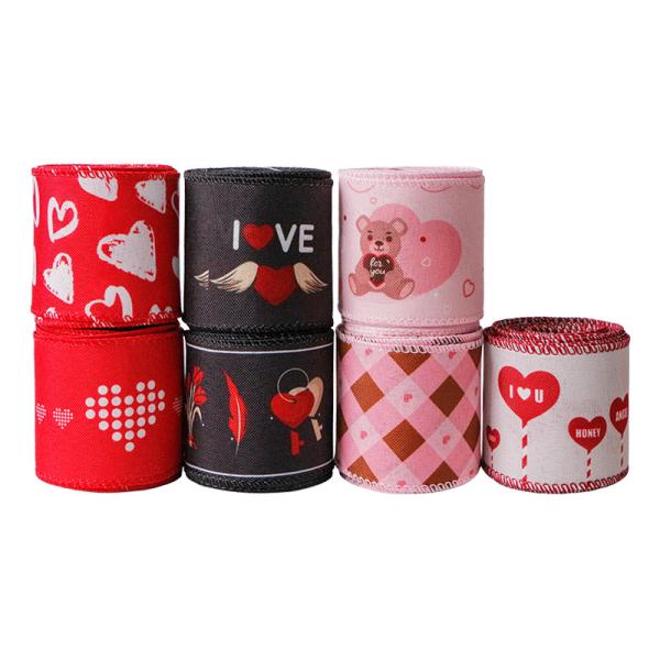 Quality Christmas Decoration 63MM Wired Burlap Ribbon with Sweet Bear Print Wired Ribbon for sale