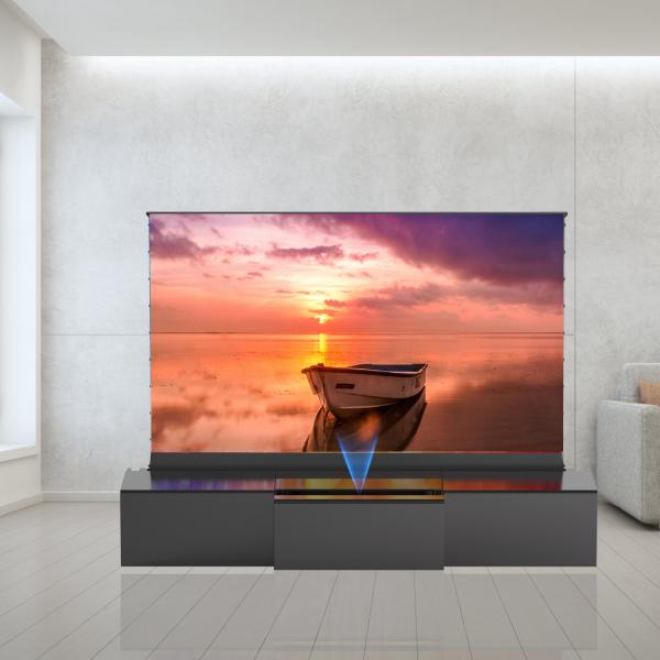 Quality 100 120 150 Inch Telescopic Laser TV Cabinet Intelligent Short Throw Projector Cabinet Motorized TV Cabinet for sale