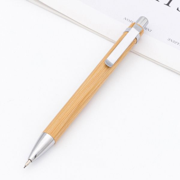 Quality School Bamboo Wood Automatic Press Pencil Eco Friendly Pencil With Steel Clip for sale