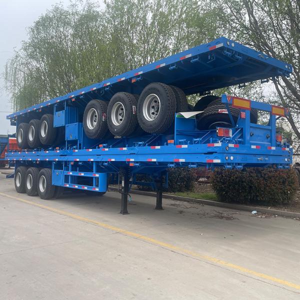 Quality Good Condition Semi-Trailer 20 Ton 30 Ton Flatbed Trailer with Flat Deck Trailer for sale