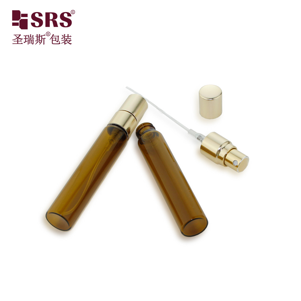 Quality BLPA-8ML 15mm DIA Amber Empty Glass Vial Tube Spray Bottle With Fine Mist for sale