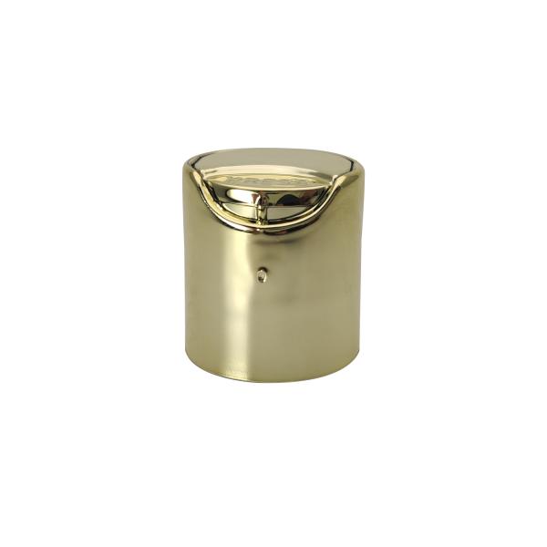 Quality Electroplated Golden PP 20mm Disc Top Cap For Plastic Bottle for sale