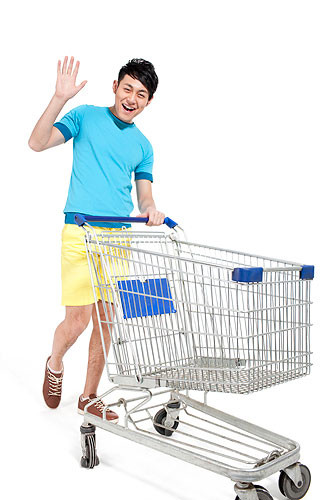 Quality Metal Supermarket Shopping Trolley , Supermarket Grocery Shopping Cart for sale